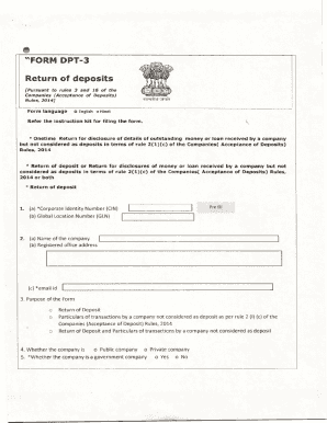 Fillable Online FORM DPT-3 Return of deposits - IndiaFilings Fax Email Print - pdfFiller