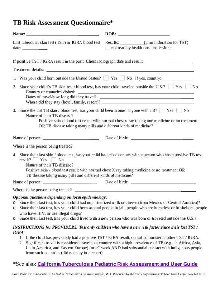 Virginia Department of Health TB Program TB Risk Assessment (TB512) See ...