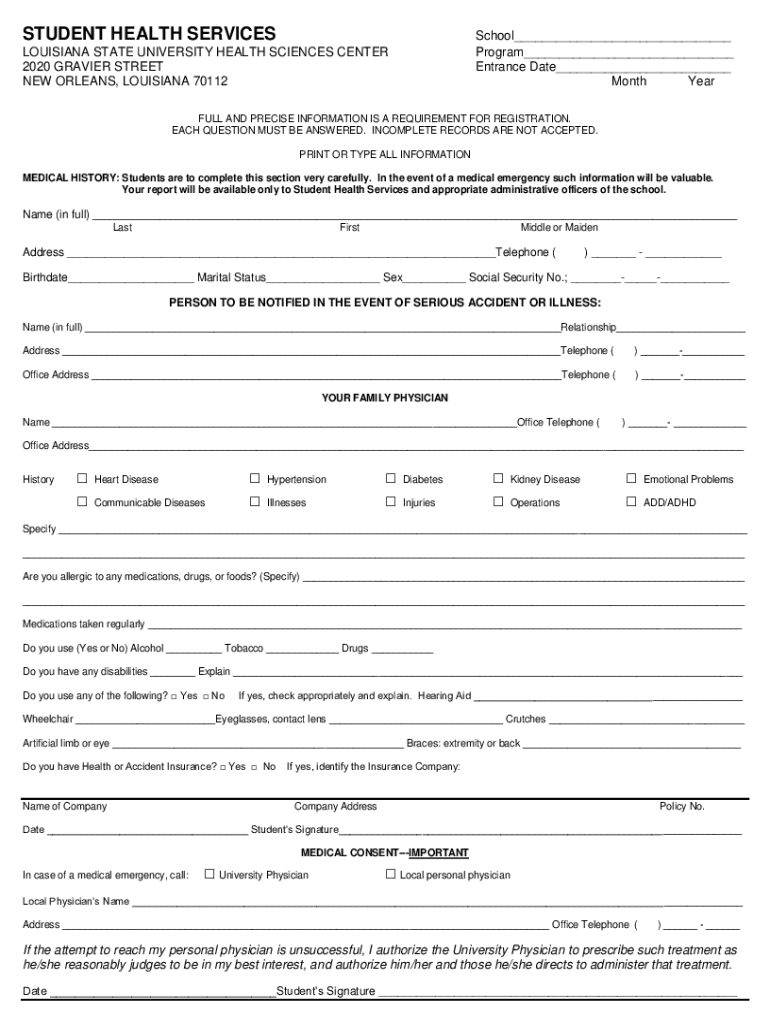 Fillable Online nursing lsuhsc Administration - Louisiana State ...