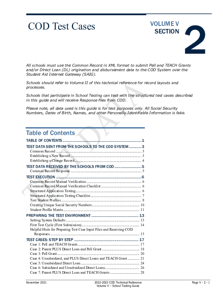 Fillable Online COD Test Cases - FSA Partner Connect Fax Email Print ...