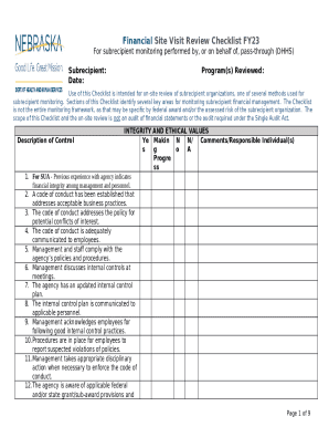 Financial Site Visit Review - Nebraska Department of ... - dhhs ne Doc ...
