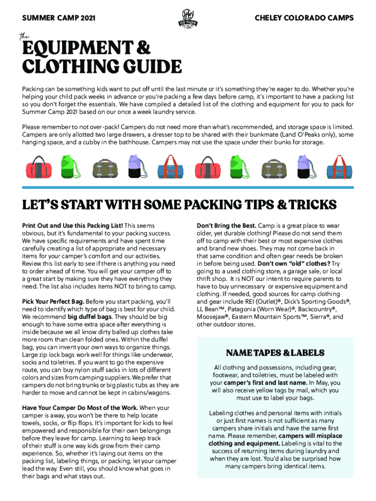 Fillable Online The Ultimate Camping Packing List: 29 Essentials ...