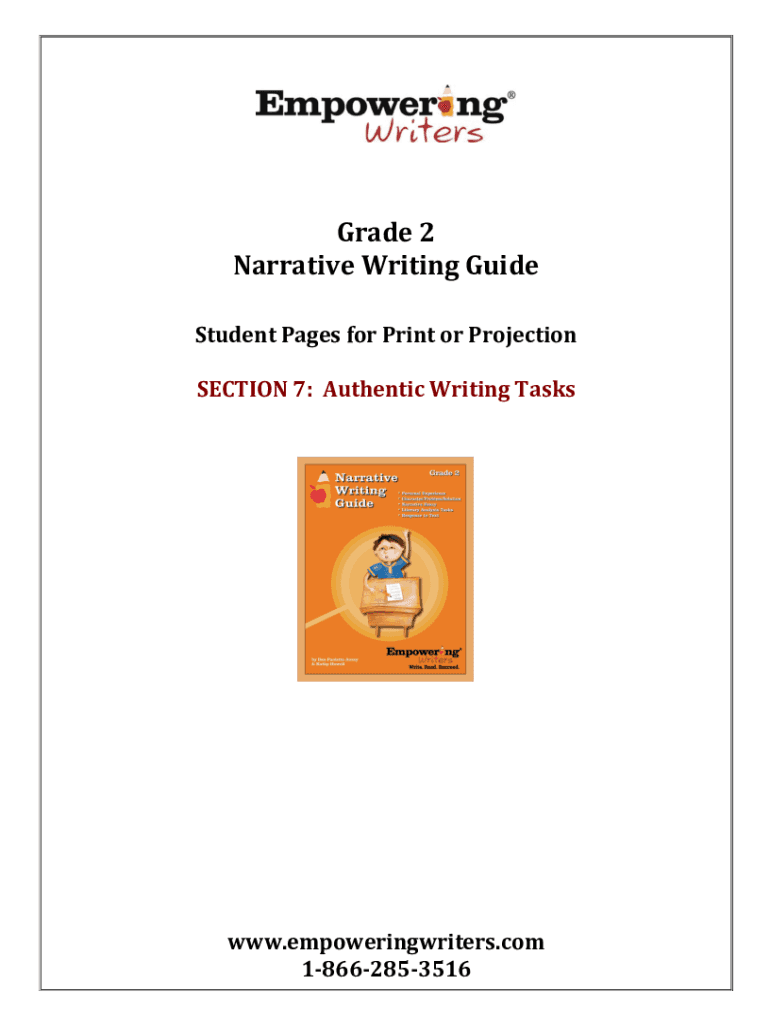 Fillable Online Grade 2 Narrative Writing Guide - f ...