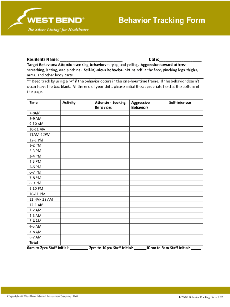 Fillable Online Behavior Tracking Form Fax Email Print - pdfFiller