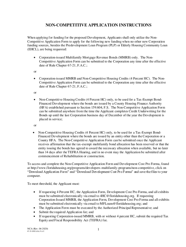 Fillable Online NON-COMPETITIVE APPLICATION INSTRUCTIONS - Florida ...