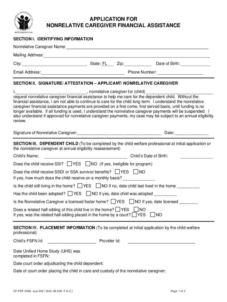 Fillable Online www.pdffiller.com423593085--NONRELATIVENONRELATIVE CAREGIVER FINANCIAL ...