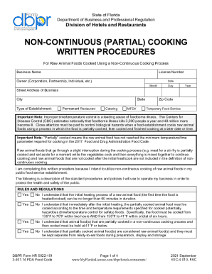Fillable Online NON-CONTINUOUS (PARTIAL) COOKING WRITTEN ... Fax Email ...