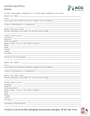 Fillable Online listening-diary-template.docx Fax Email Print - pdfFiller