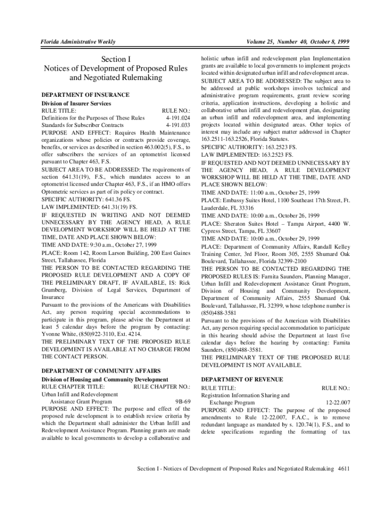 Fillable Online www.flrules.org gateway GotoLinkSection I Notices of ...