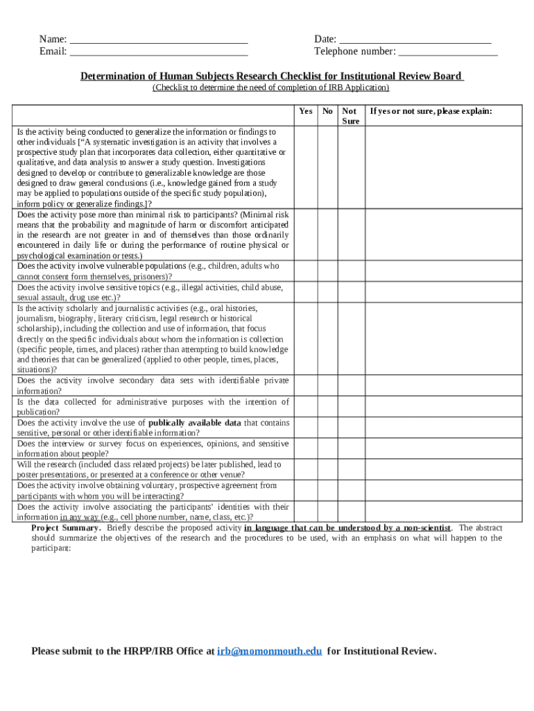 www.coursehero.comfile72173030Human Subjects Research Checklist.doc ...