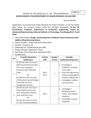 Fillable Online NIT Trichy - Job Opportunities - National Institute of Technology ... Fax Email ...