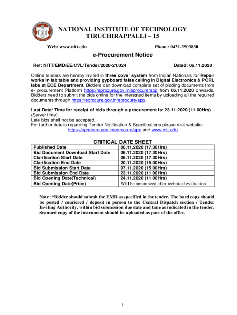 Fillable Online NITT - National Institute of Technology ...