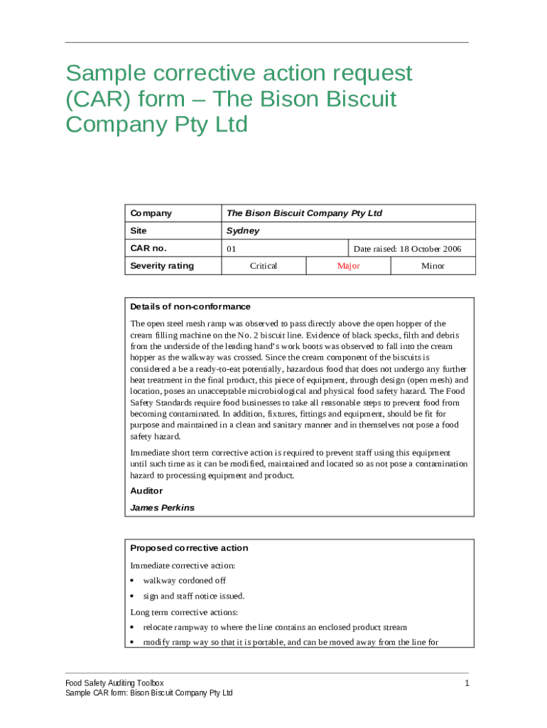 Corrective Action Request Template - RMIT Doc Template | pdfFiller