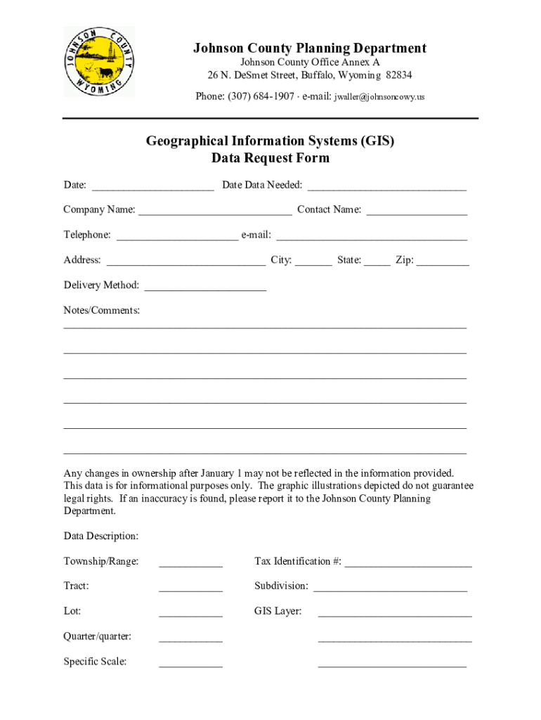Fillable Online Geographical Information Systems (GIS) Data Request ...