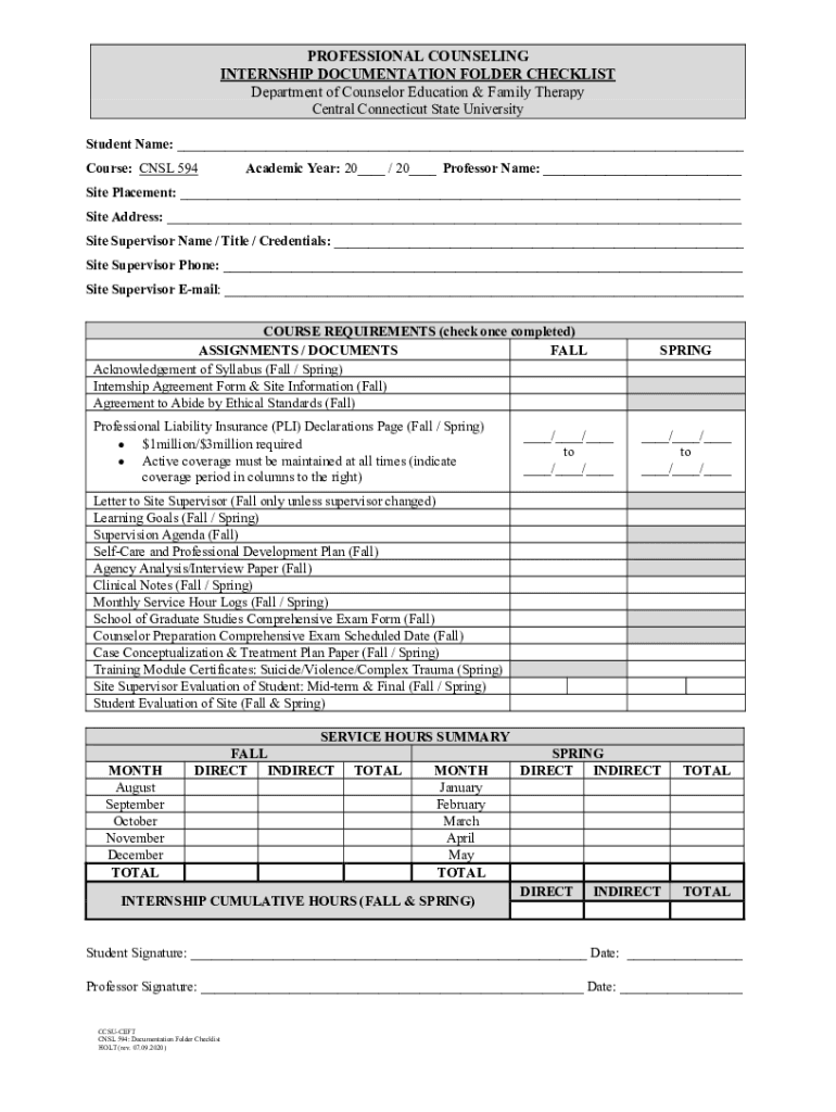 Fillable Online www.uvm.educesschdfCounseling Program - Checklist of ...