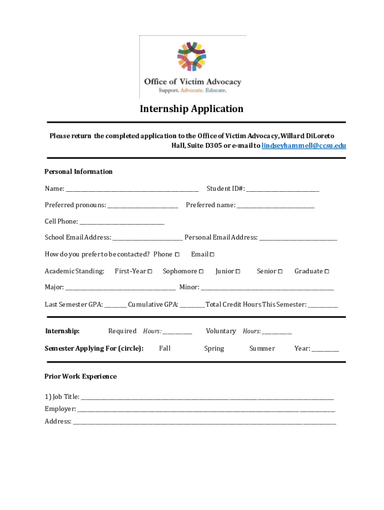 Fillable Online Internship Application Fax Email Print - pdfFiller