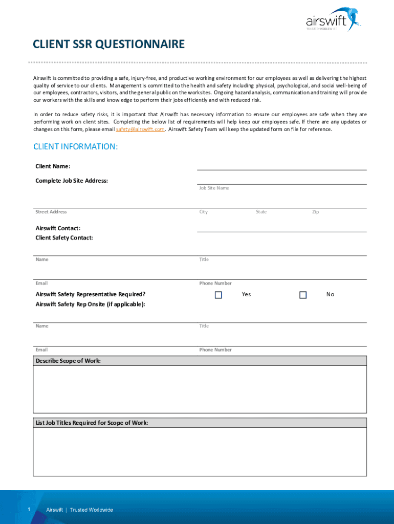 Fillable Online Client SSR Questionnaire Template - f ... Fillable Online Client SSR Questionnaire Template - f ...