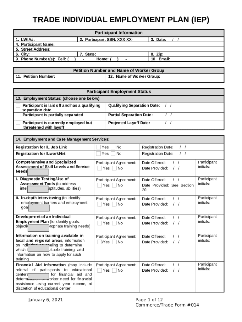 Trade 014 Individual Employment Plan (IEP) - Illinois workNet Doc ...