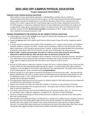 Fillable Online Off-Campus PE Application / Off Campus PE - sww.prosper ...