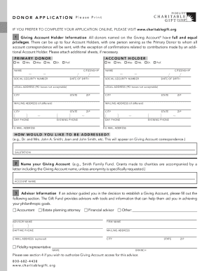 Fillable Online DONOR APPLICATION Please Print Fax Email Print - pdfFiller