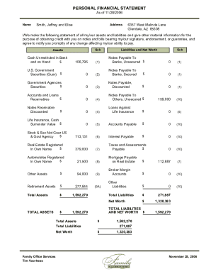 Fillable Online PERSONAL FINANCIAL STATEMENT Fax Email Print - pdfFiller