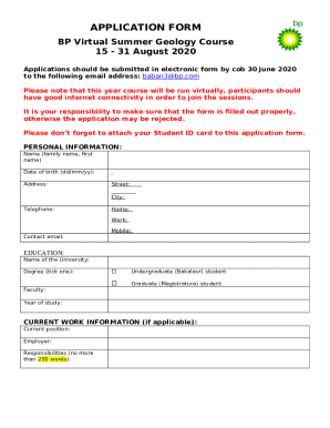 APPLICATION - BP Doc Template | pdfFiller