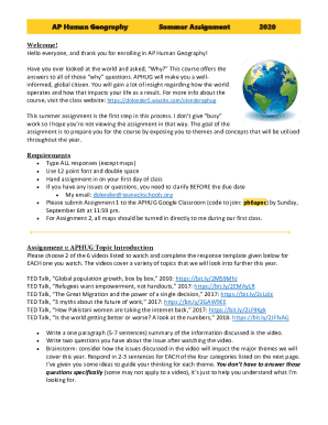 Fillable Online AP Human GeographySummer Assignment2020 Fax Email Print ...