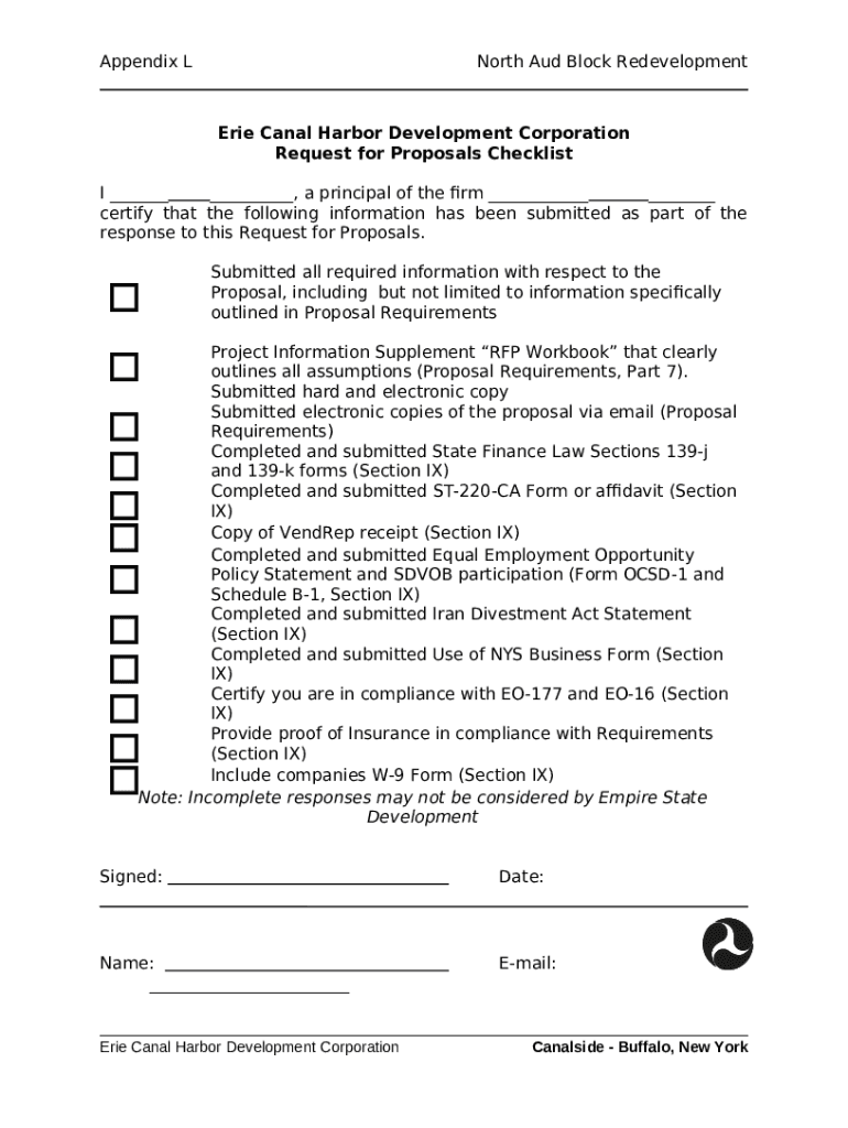 Erie Canal Harbor Development Corporation Request for Proposals ...