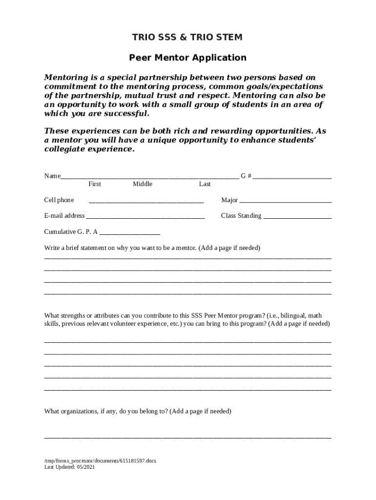 TRIO Training at Sonoma State University Doc Template | pdfFiller