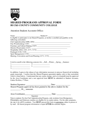 Fillable Online SHARED PROGRAMS APPROVAL FORM Fax Email Print - pdfFiller