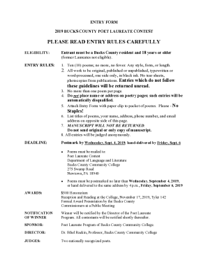 Fillable Online www.bucks.edupoetlaureateentryform2011PLEASE READ ENTRY ...