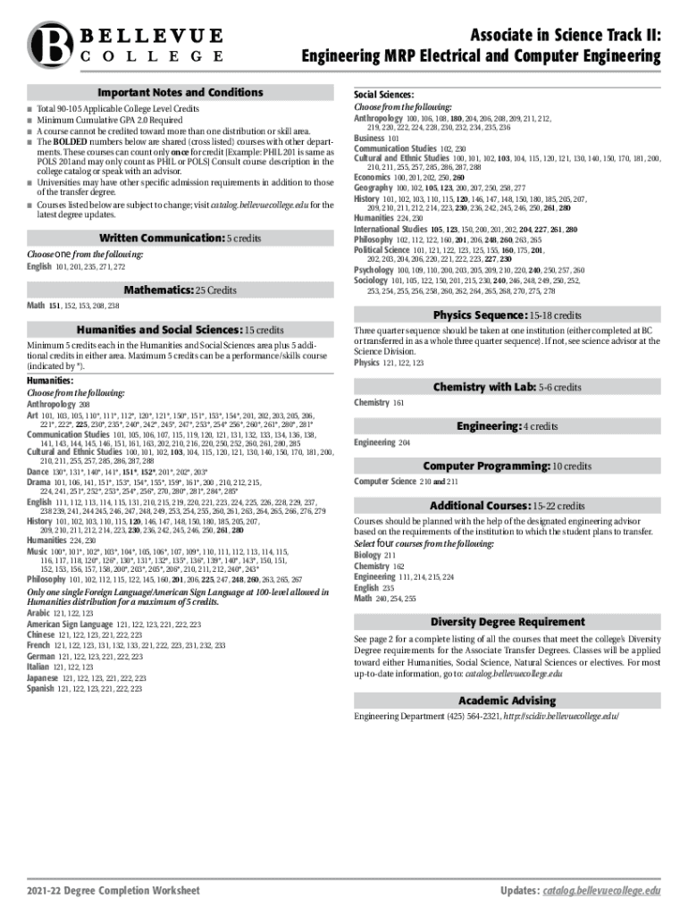 Fillable Online Associate in Science Track II: Engineering MRP Electrical and Computer ... Fax ...
