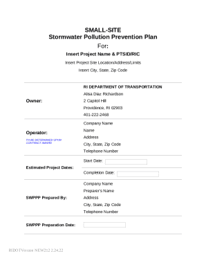 Stormwater Pollution Prevention Plan Template - Rhode Island Doc ...
