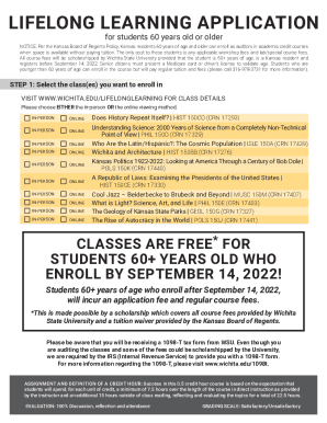 Fillable Online LIFELONG LEARNING APPLICATION - Wichita State ...