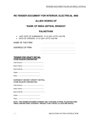 Fillable Online TENDER DOCUMENT FOR INTERIOR, ELECTRICAL AND ALLIED ...
