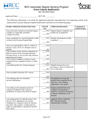 Fillable Online go roguecc RCC Associate Degree Nursing Program Point ...