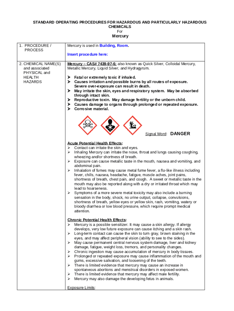 Standard Operating Procedure for the Use of Particularly Hazardous ...