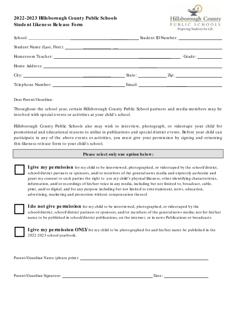Fillable Online 2223 ALL Student Likeness Release Form ENGLISH.pdf Fax Email Print - pdfFiller