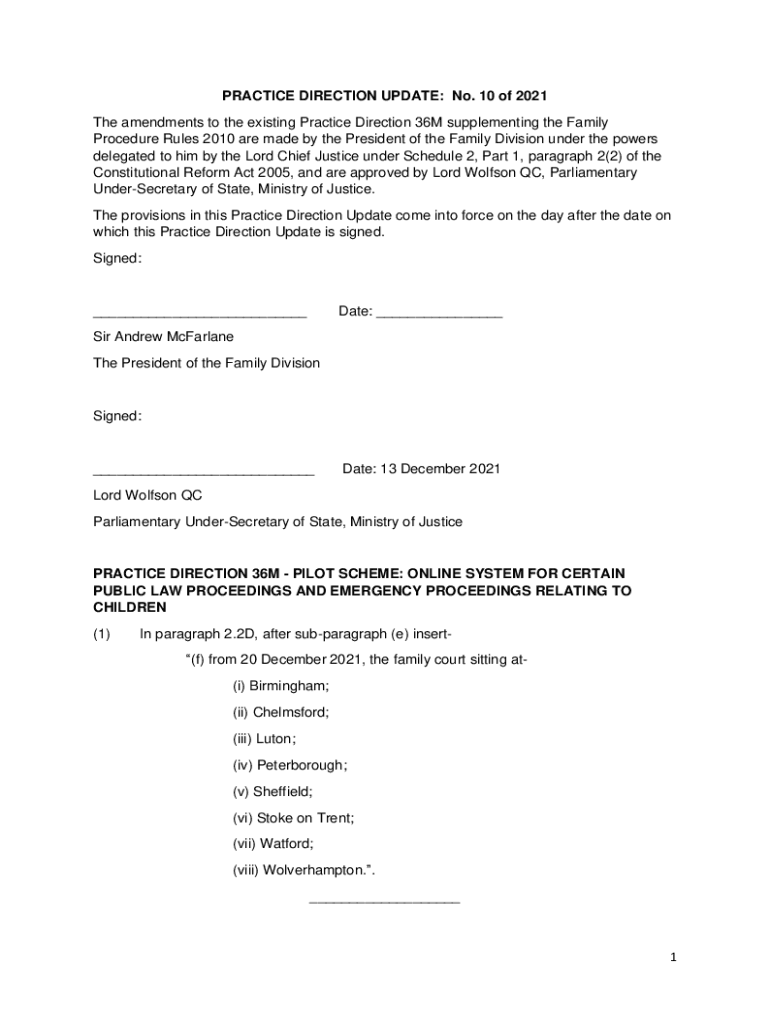 Fillable Online PRACTICE DIRECTION 36M - PILOT SCHEME: ONLINE SYSTEM FOR ... Fax Email Print ...