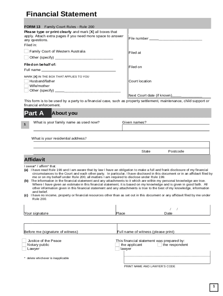 How to complete a family law 13 financial statement1. Choose the right ...