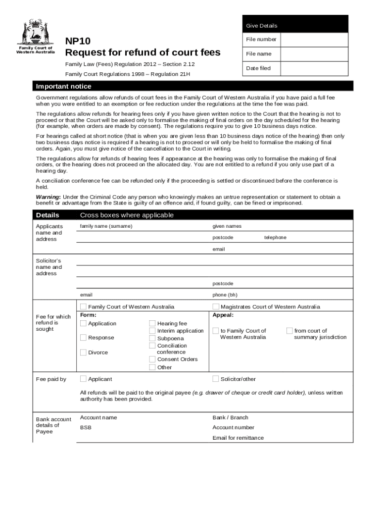 www.familycourt.wa.gov.aufilessNP10 Family Court of Request for refund ...
