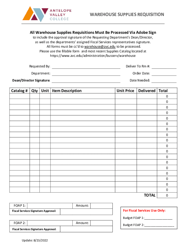 Fillable Online Requisition of Supplies/Materials Form ...