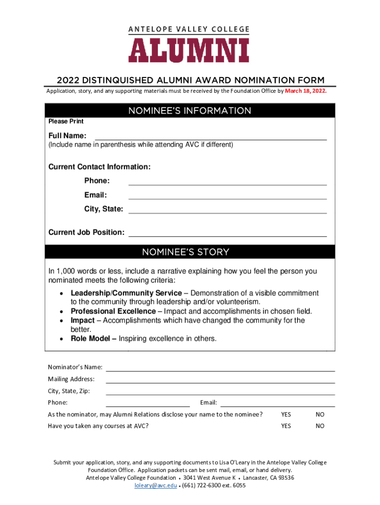 Fillable Online newkensington.psu.edualumni-friendsformDistinguished Alumni Award Nomination ...