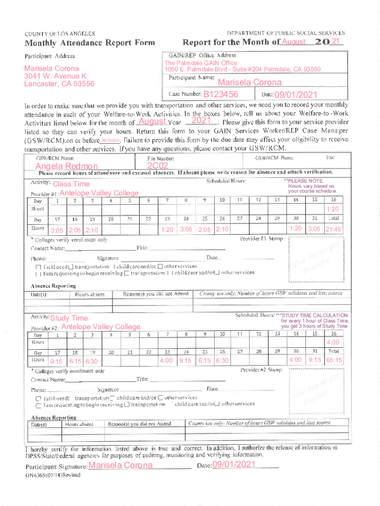 Fillable Online Monthly Attendance Report Form Report for Month of 20 ...