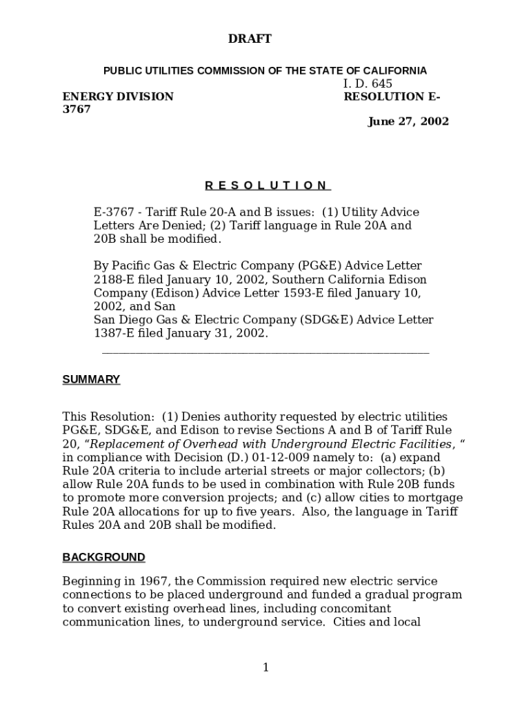 E-3767 -Comment Resolution, Tariff Rule 20-A and B issues - California - docs cpuc ca Doc ...
