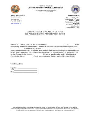 Certificate Of Availability Of Funds - Fill Online, Printable, Fillable ...