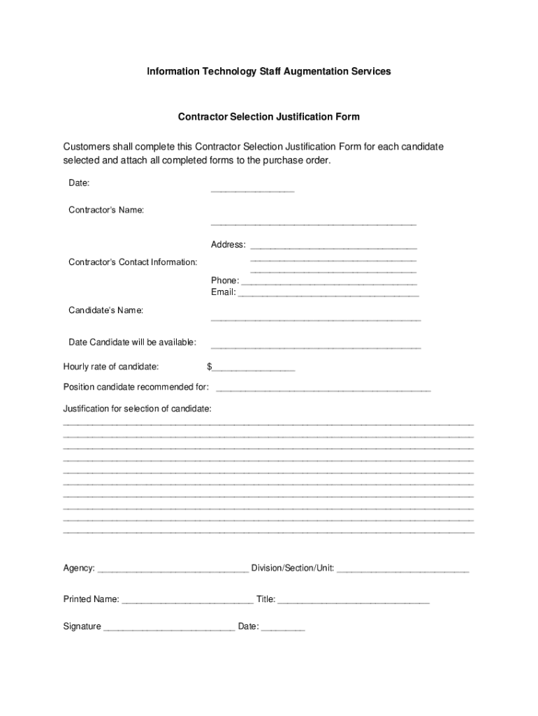Fillable Online Forms / Information Technology Staff Augmentation ...