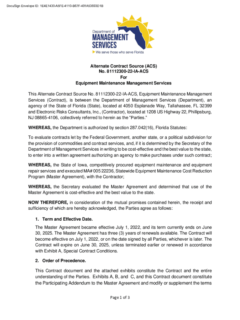 Fillable Online Alternate Contract Source (ACS) No. 81112300 -22 IA ACS ...