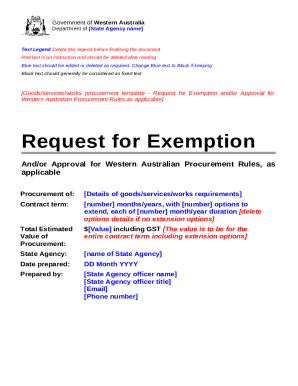 Template - Request For Exemption - WA Doc Template | pdfFiller