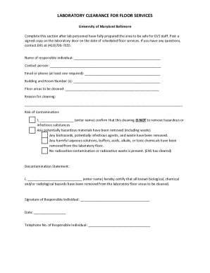 Fillable Online Laboratory Clearance for Floor Services Fax Email Print - pdfFiller